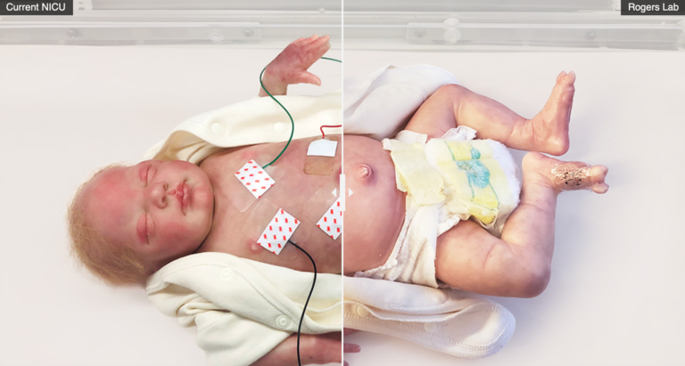 Wireless, skin-like sensors monitor baby heart rate, respiration ...
